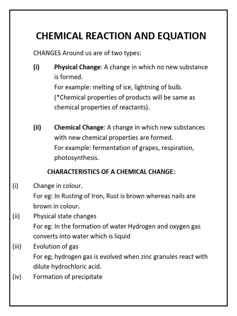 Chemical Reaction and Equation | PDF | Chemical Reactions | Redox