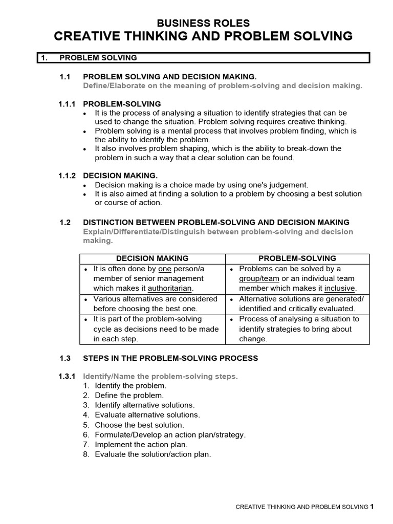 Problem Solving and Decision Making Guide | PDF | Brainstorming ...