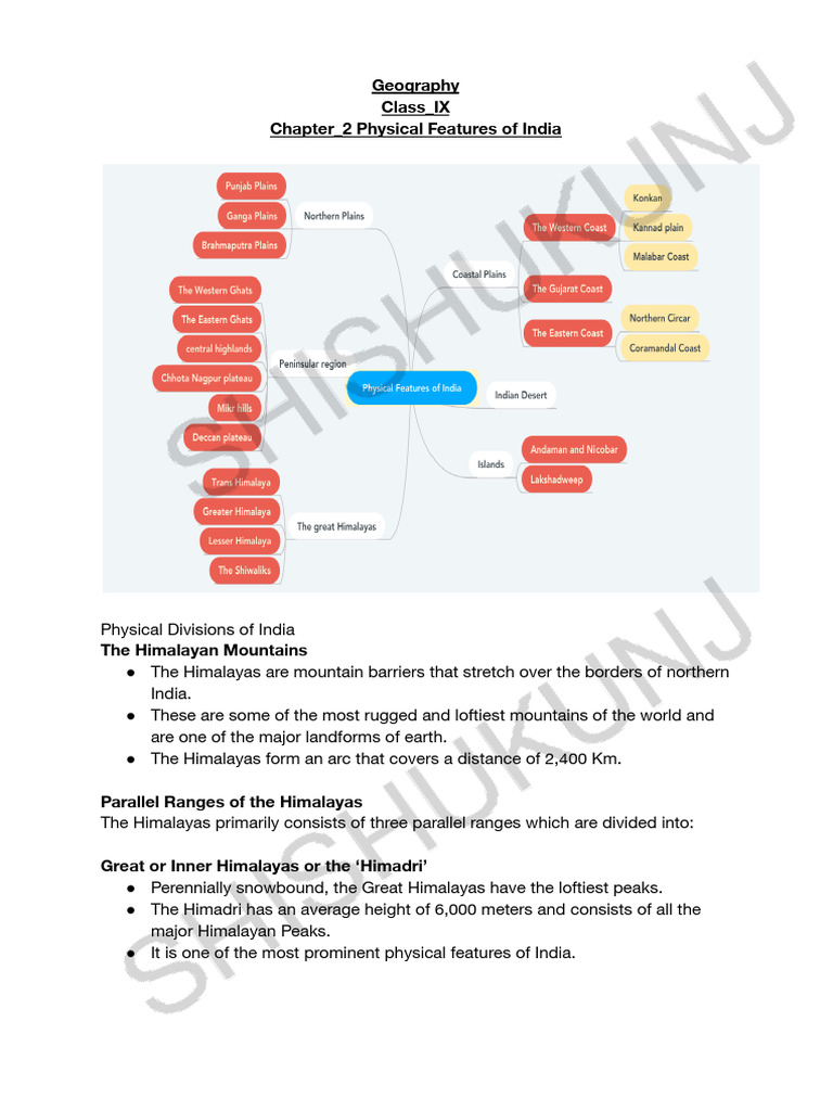 Summary-Physical Features of India | PDF | Himalayas | Physical Geography