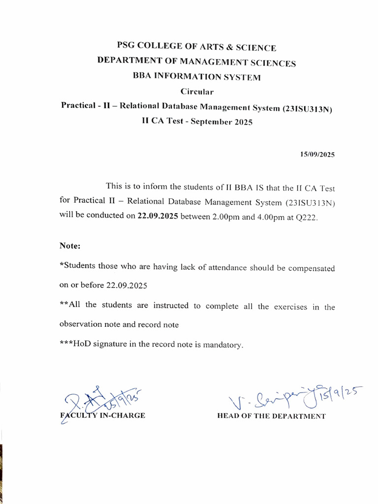 II CA Test - II IS | PDF