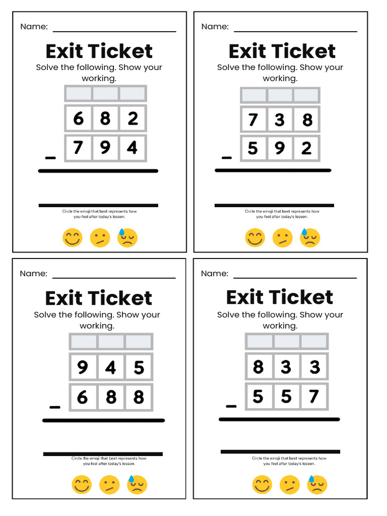 Math Exit Ticket: Problem Solving | PDF