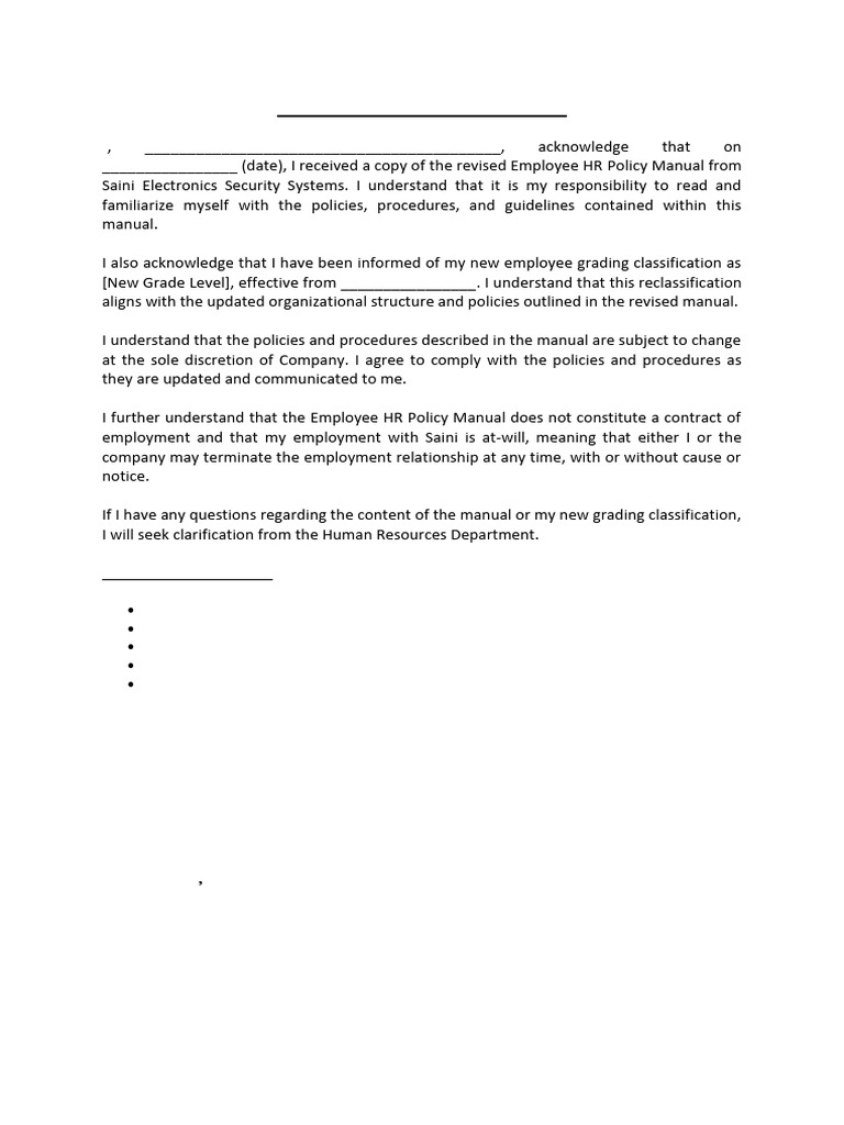 Employee Acknowledgment Form | PDF