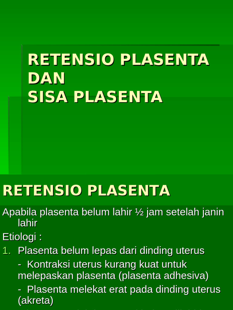 Penanganan Retensio Plasenta dan Sisa Plasenta | PDF