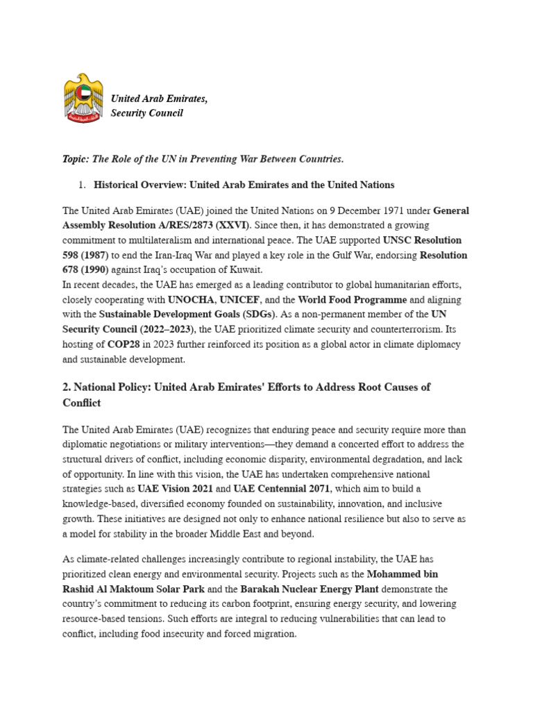 UAE's Role in UNSC Resolution 678 | PDF | United Arab Emirates | United ...