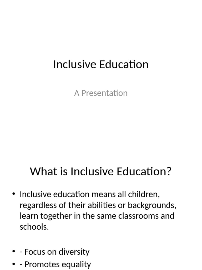 Inclusive Education Presentation | PDF