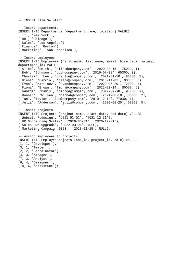 SQL Insert Statements for Company Data | PDF
