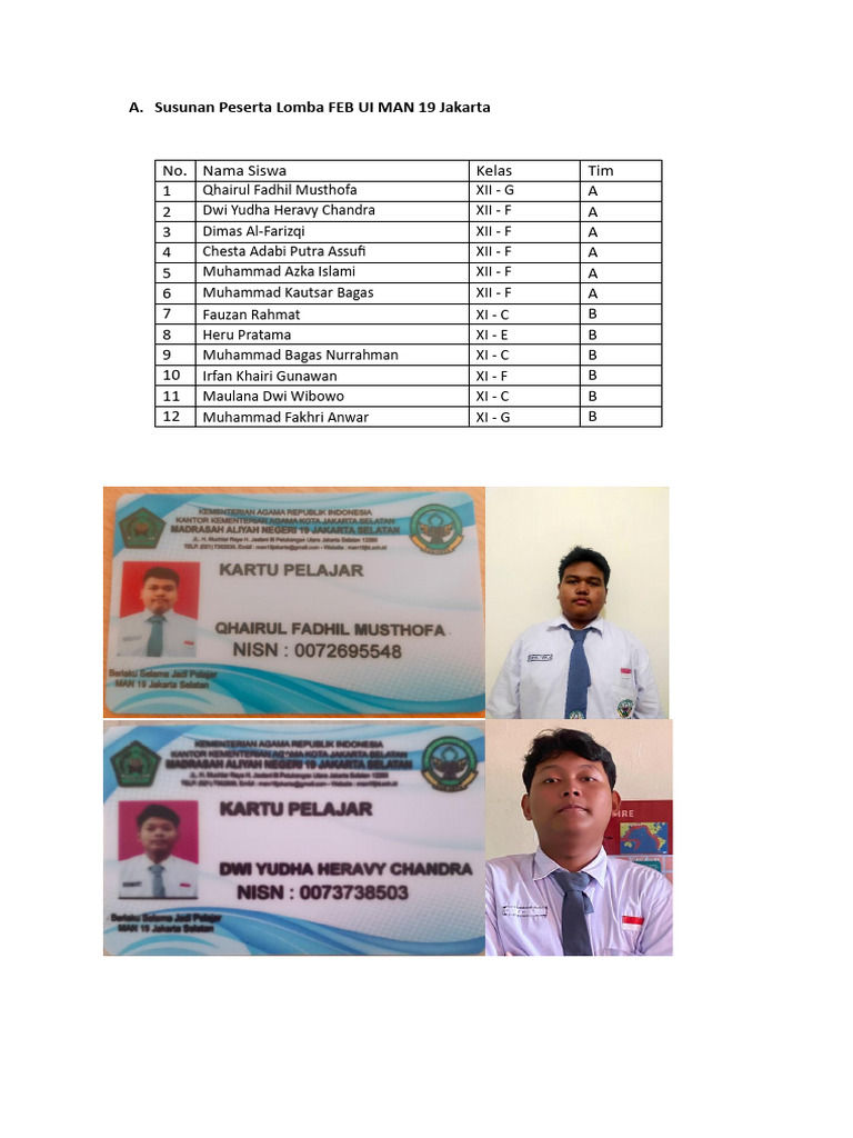 Susunan Peserta Lomba MLBB FEB UI | PDF