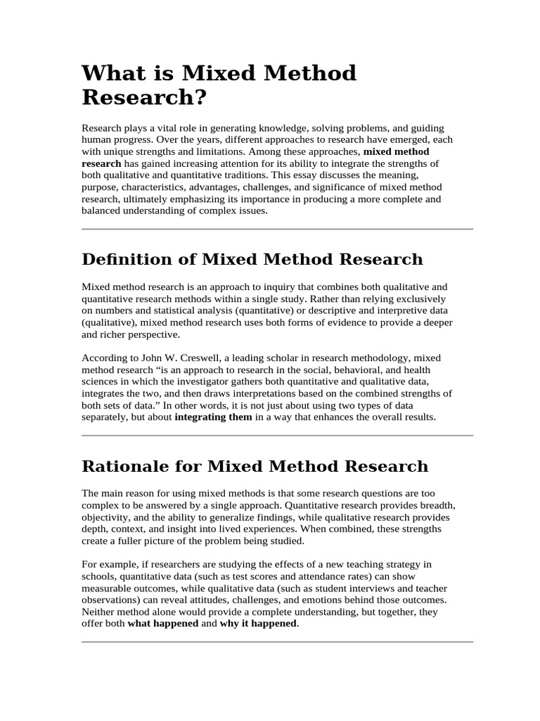 What Is Mixed Method Research | PDF | Methodology | Qualitative Research