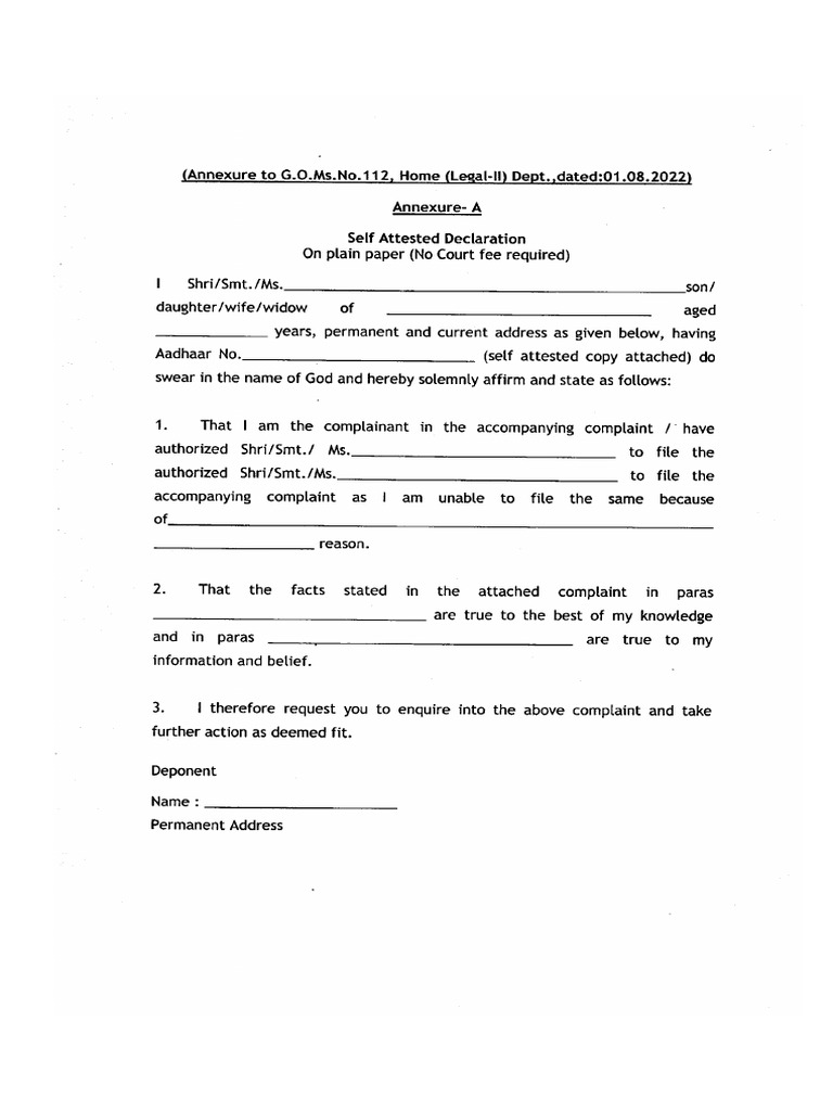Annexure A Form | PDF