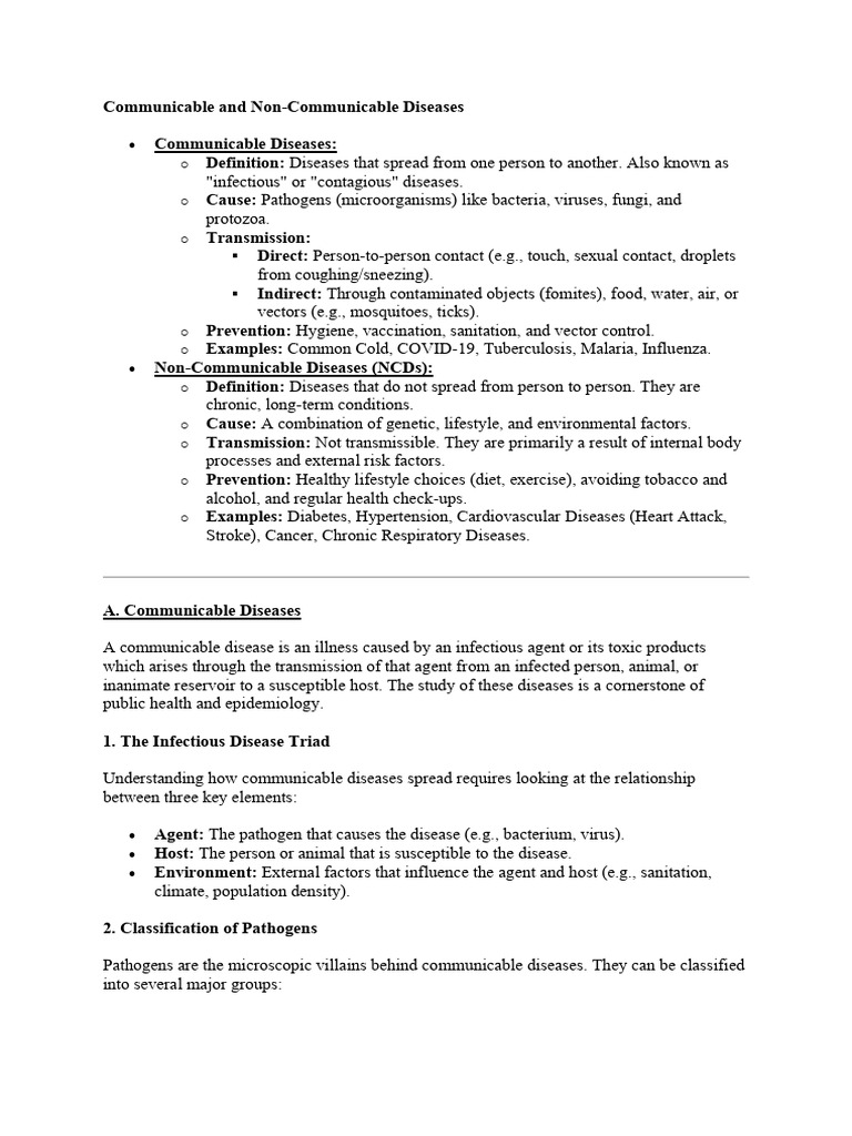 Communicable and Non-Communicable Diseases | PDF | Non Communicable ...
