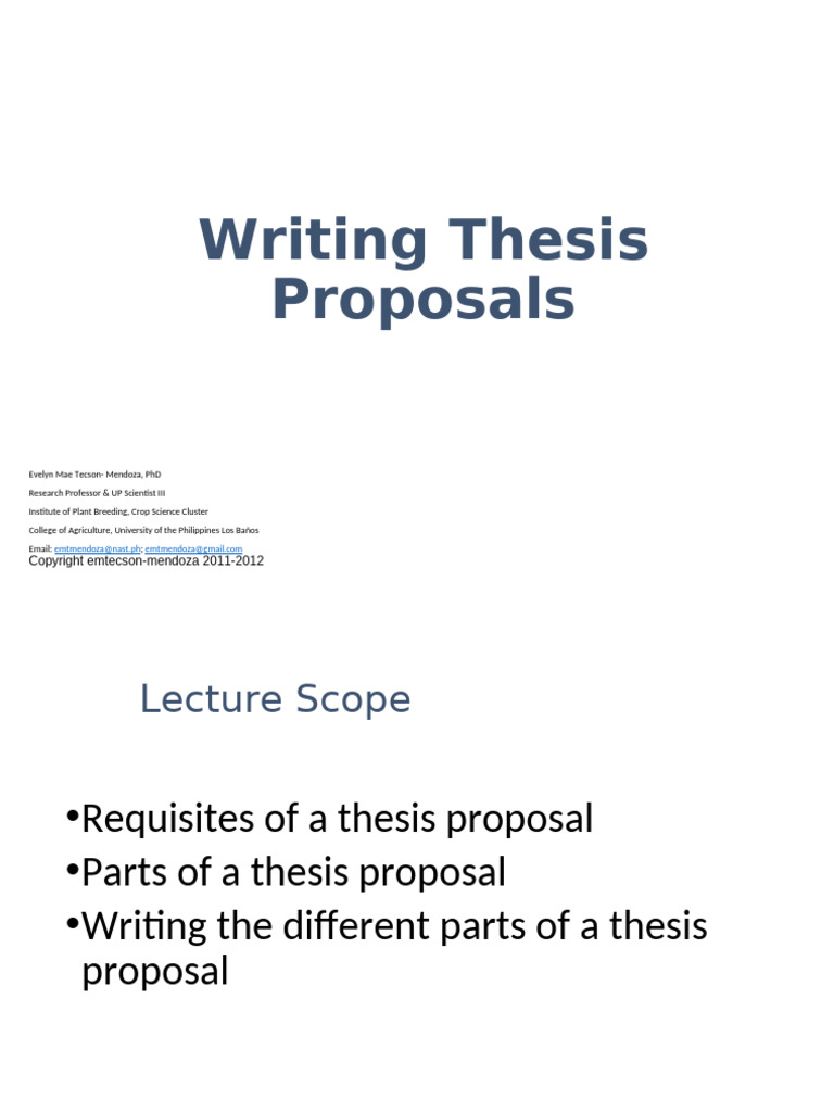 Writing Thesis Proposals | PDF | Thesis | Pub Med