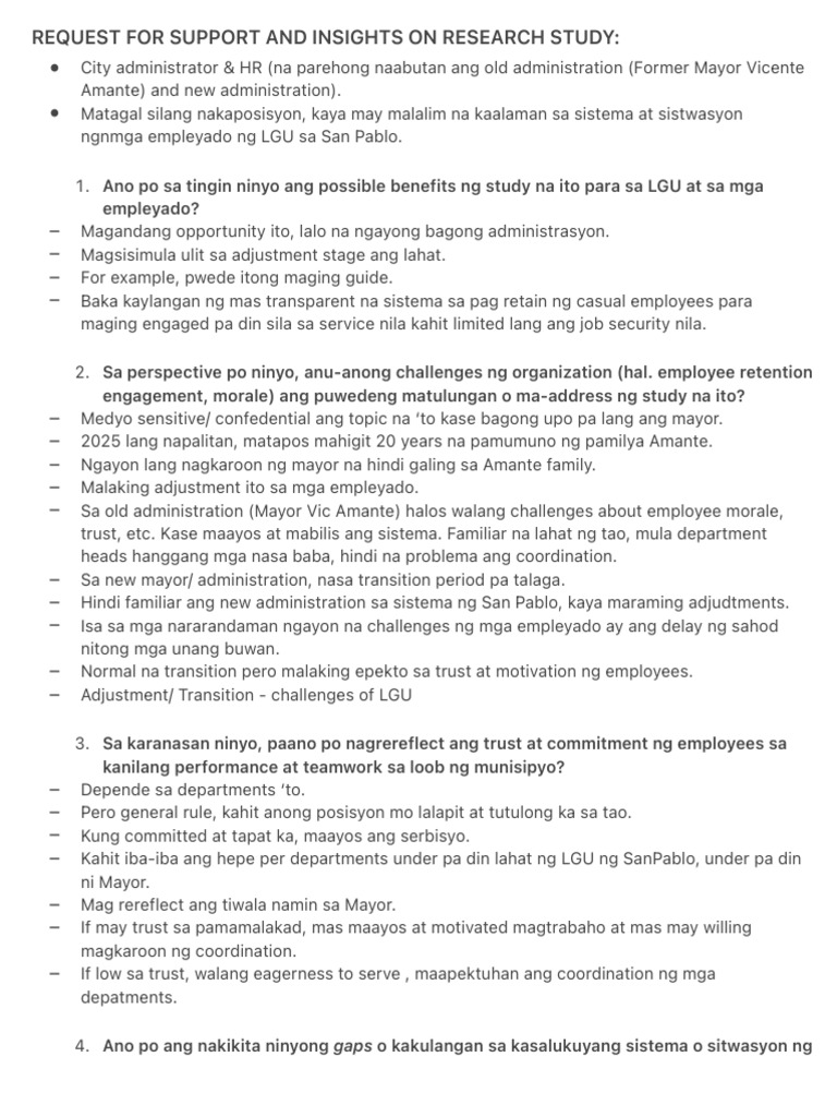 Request For Support and Insights On Research Study | PDF