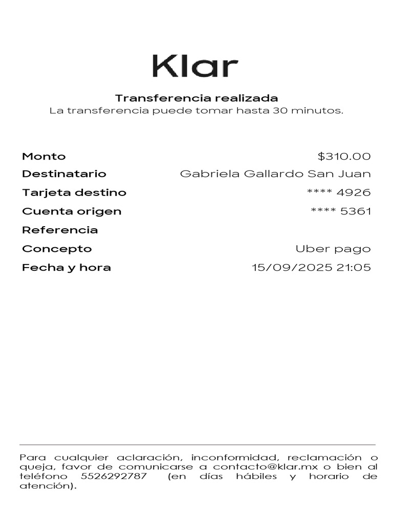 Klar Operacion Pendiente 15092025 210548 | PDF