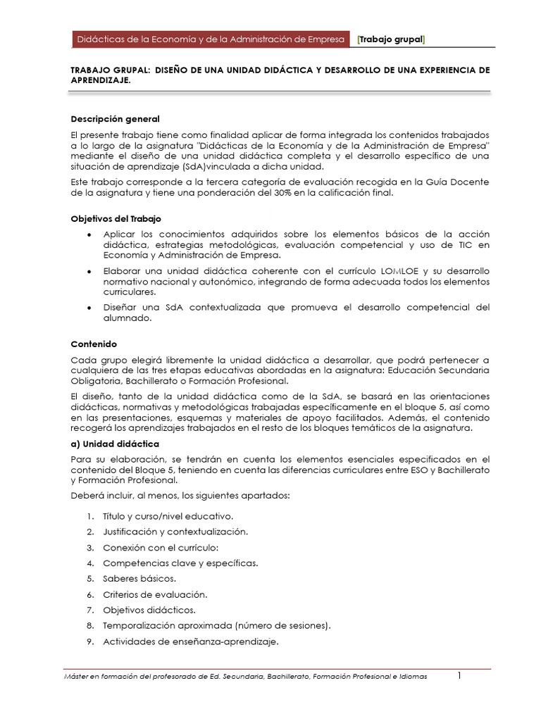 Didacticas de La Economia y de La Empresa - Trabajo Grupal | PDF | Plan ...