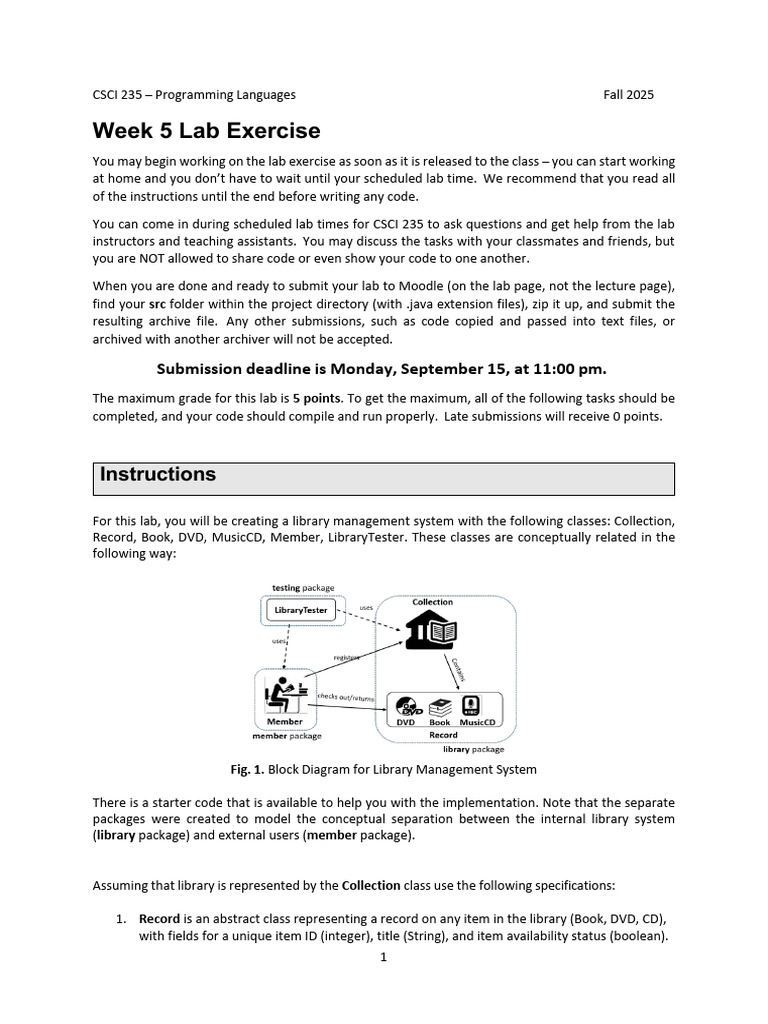 CSCI235 W5 Lab2 - Fall2025 | PDF | Class (Computer Programming) | Java (Programming Language)