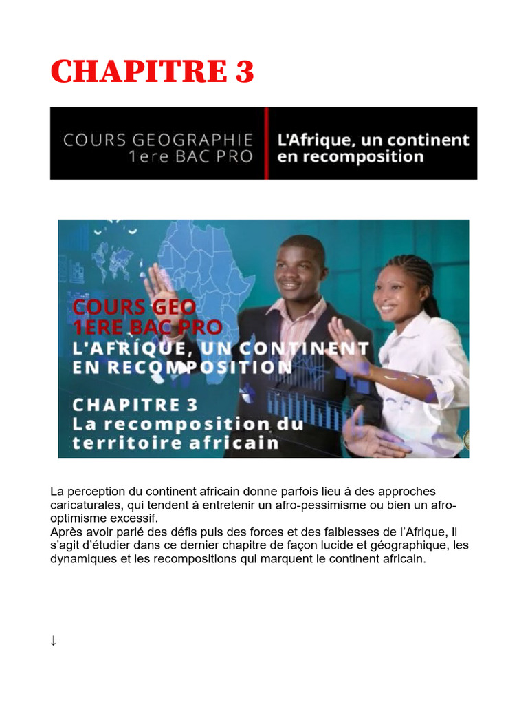 L Afrique Un Continent En Recomposition