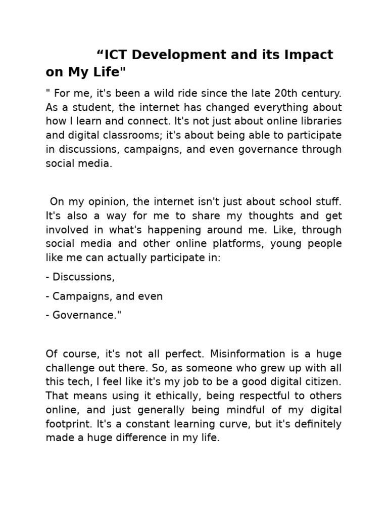 ICT Development and Its Impact On My Life | PDF