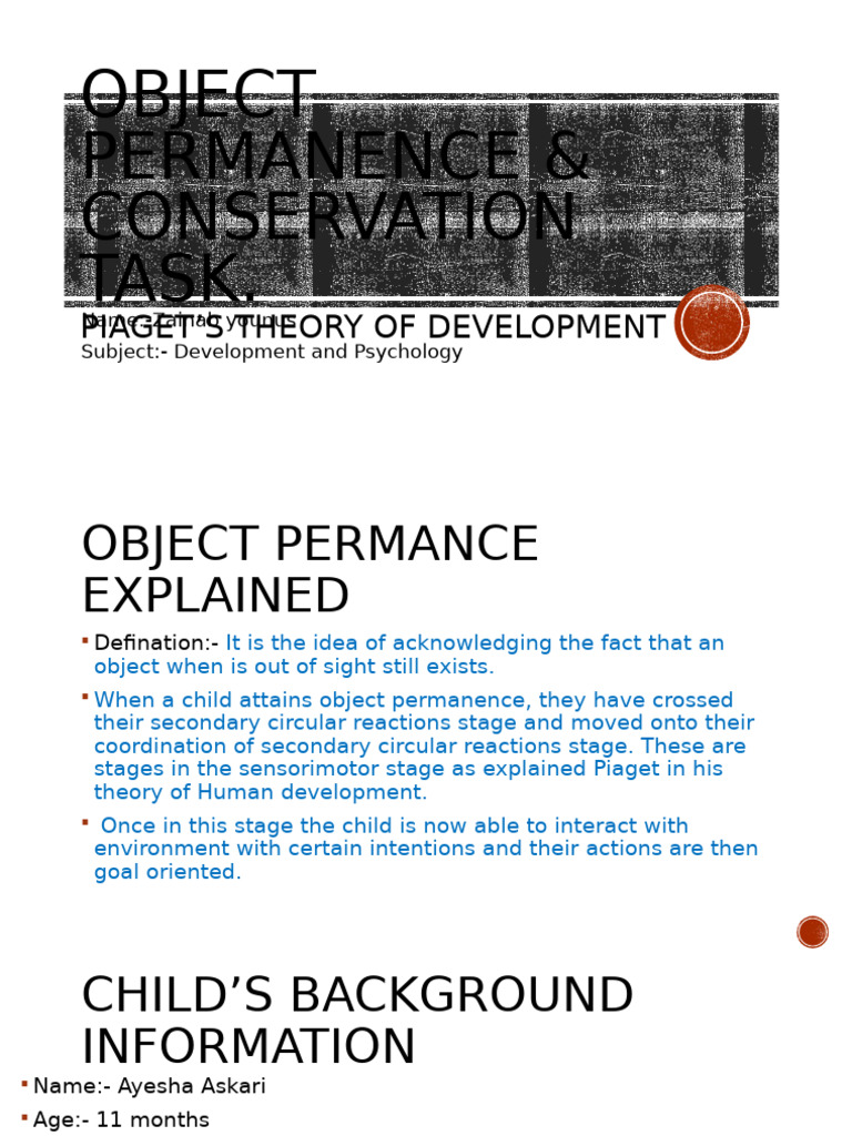 Object Permanence Task | PDF | Behavioural Sciences | Psychology