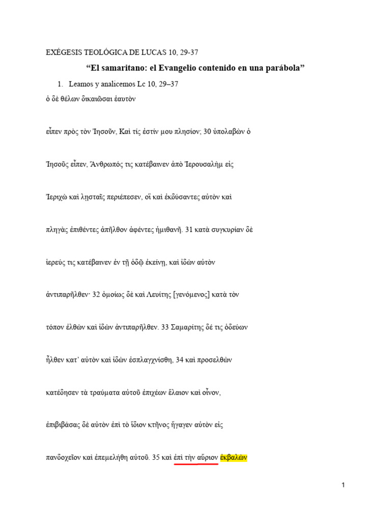 Exegesis de La Parabola Del Buen Samaritano | PDF | Cristo (título) | Jesús
