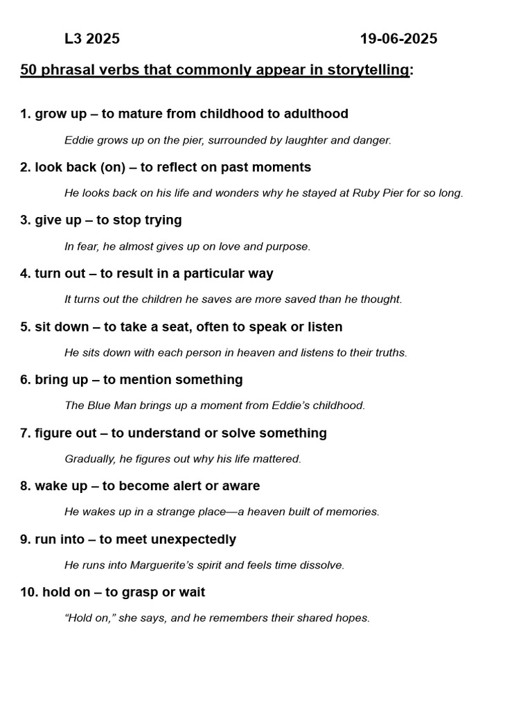 50 Phrasal Verbs for Storytelling | PDF