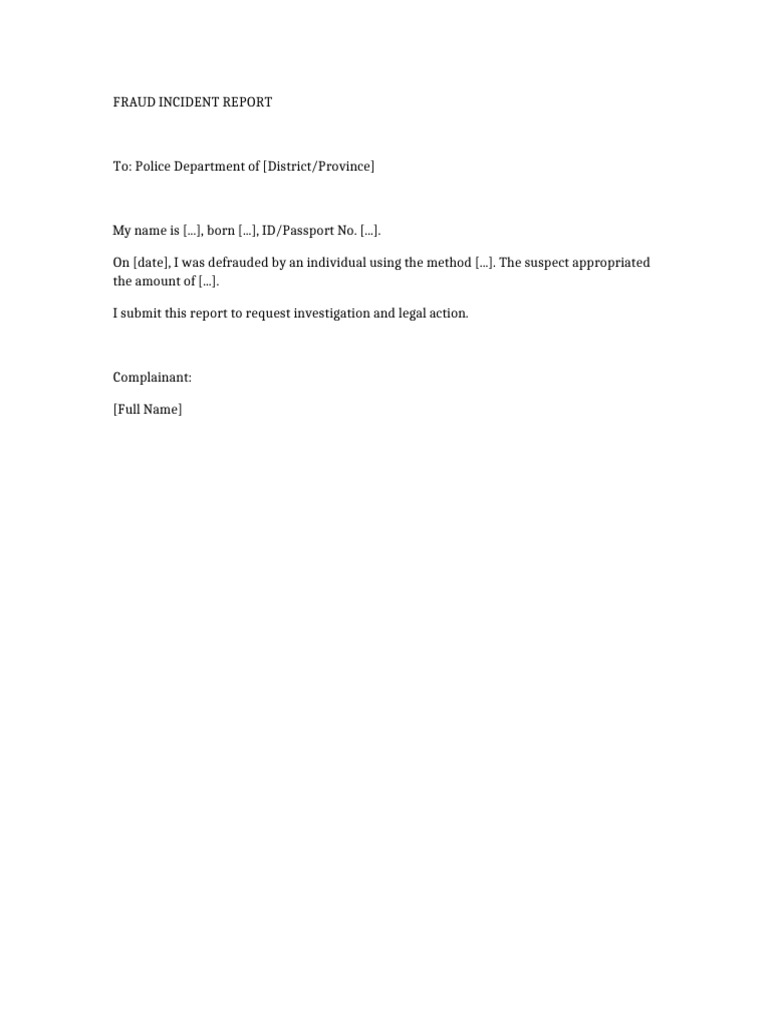 Identity Theft Incident Report | PDF