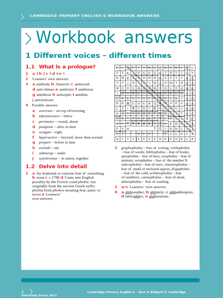 Grade 6 English Workbook Answers | PDF | Verb | Part Of Speech