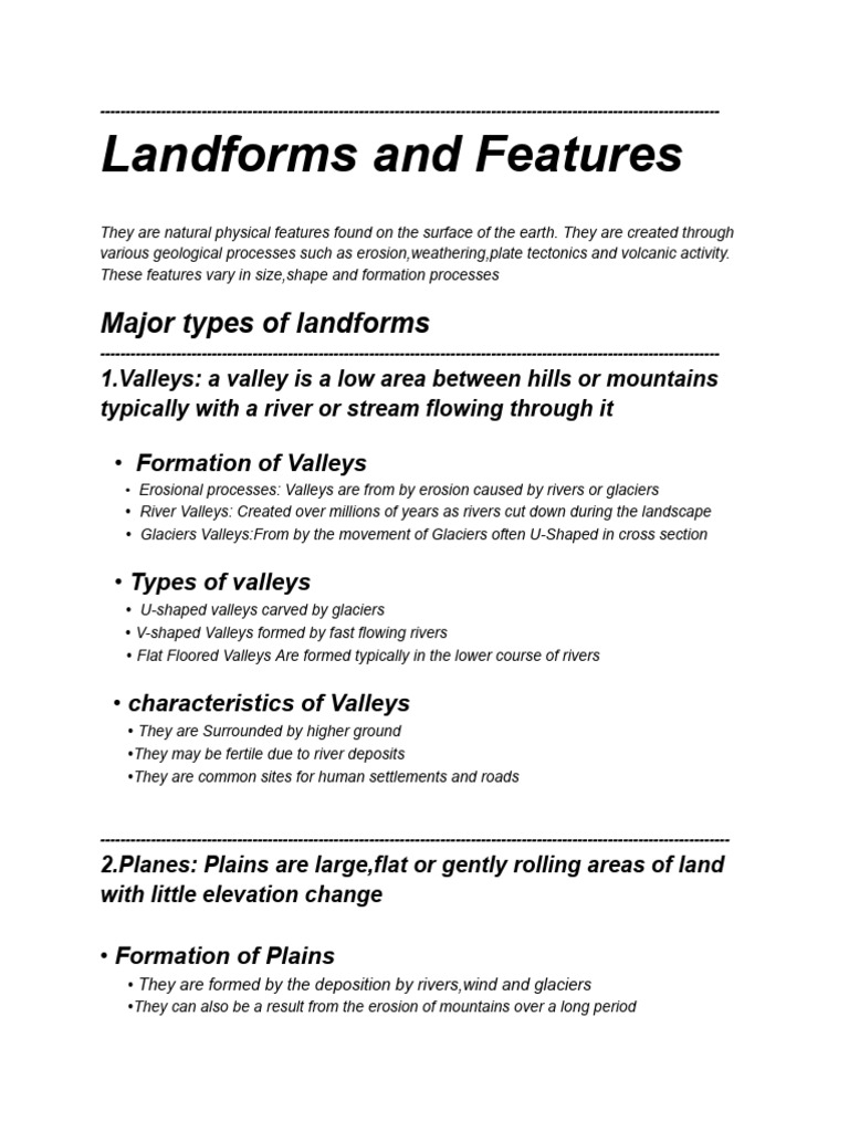 Types and Formation of Landforms | PDF