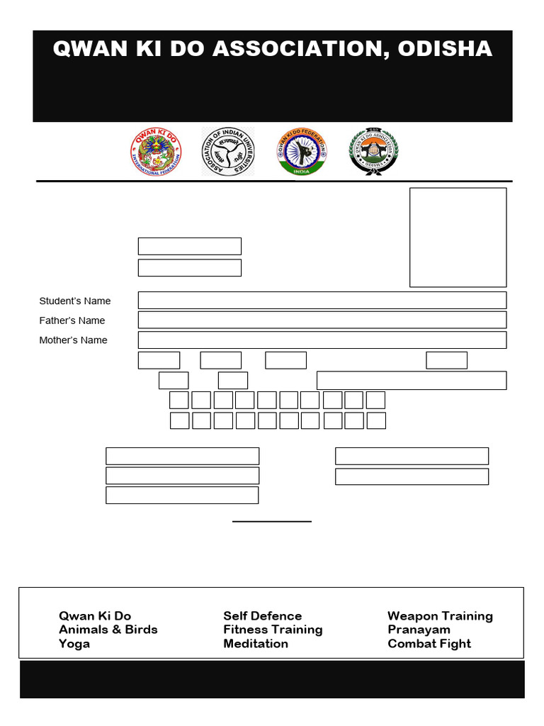 Qwan Ki Do Admission Form Template | PDF