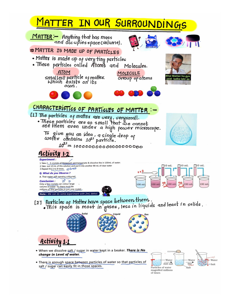 Matter in Surrounding Us Handwritten Notes | PDF
