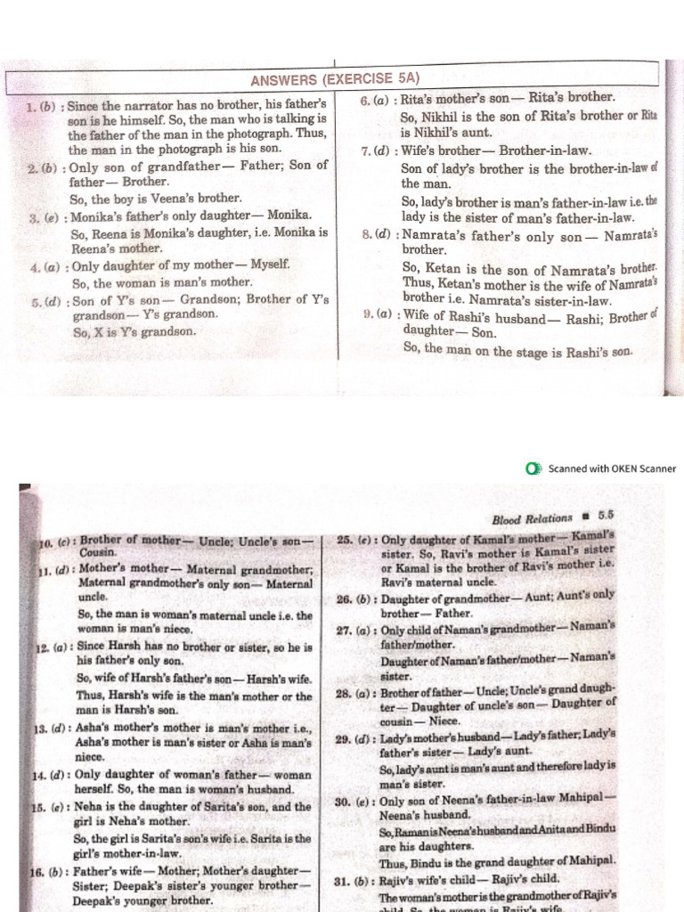 Blood Relation Answer Key | PDF