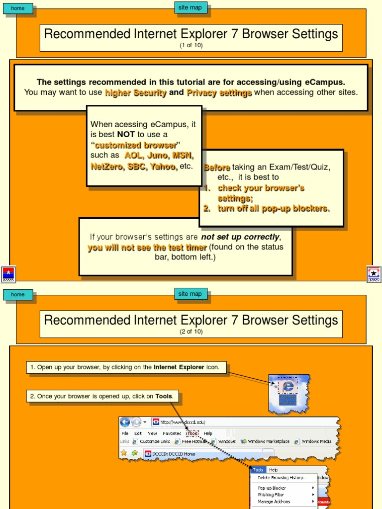 Recommended Internet Explorer 7 Browser Settings | Download Free PDF ...