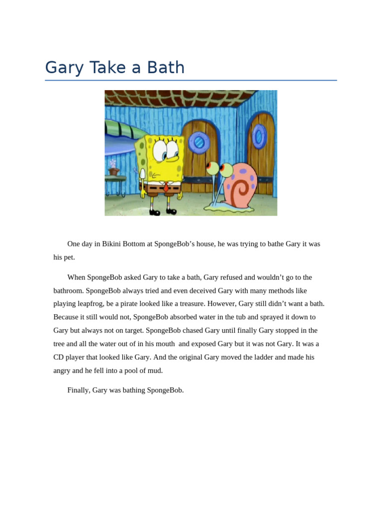 Gary's Bath Time Adventure | PDF