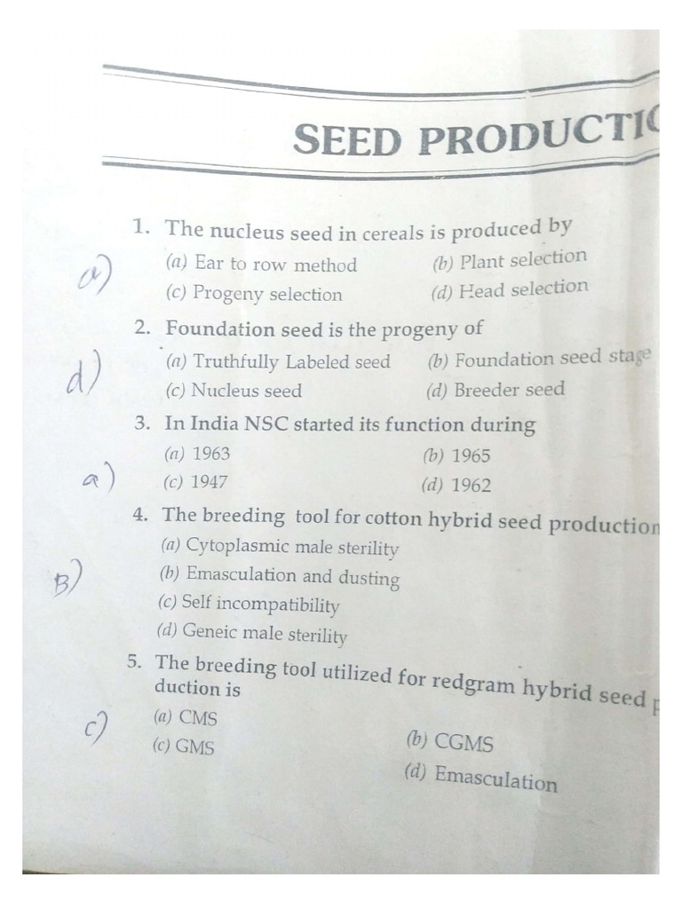 Seed Technology Objective | PDF