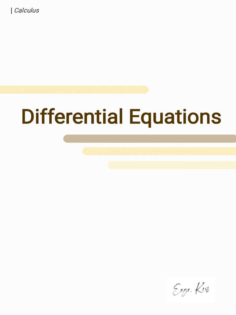 Differential Equations Lecture Notes | PDF