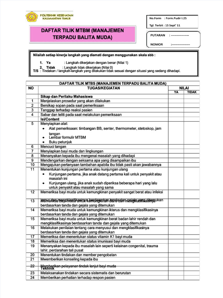 PDF Daftar Tilik MTBM Compress | PDF