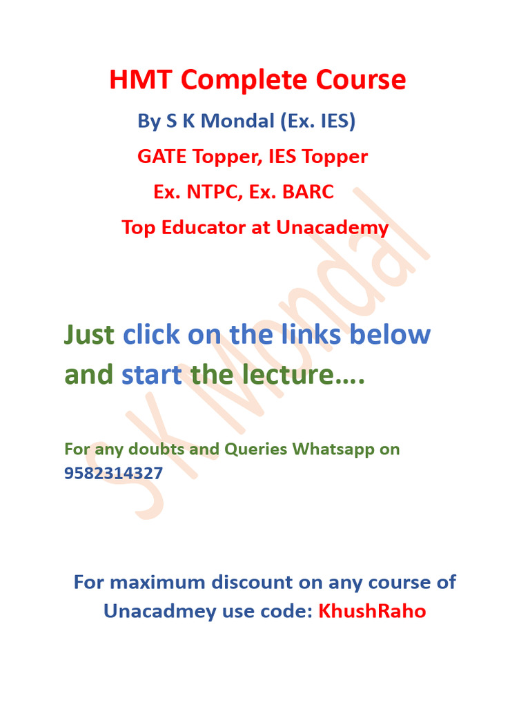 HMT Complete Course Overview 2024-2025 | PDF | Thermal Conduction ...