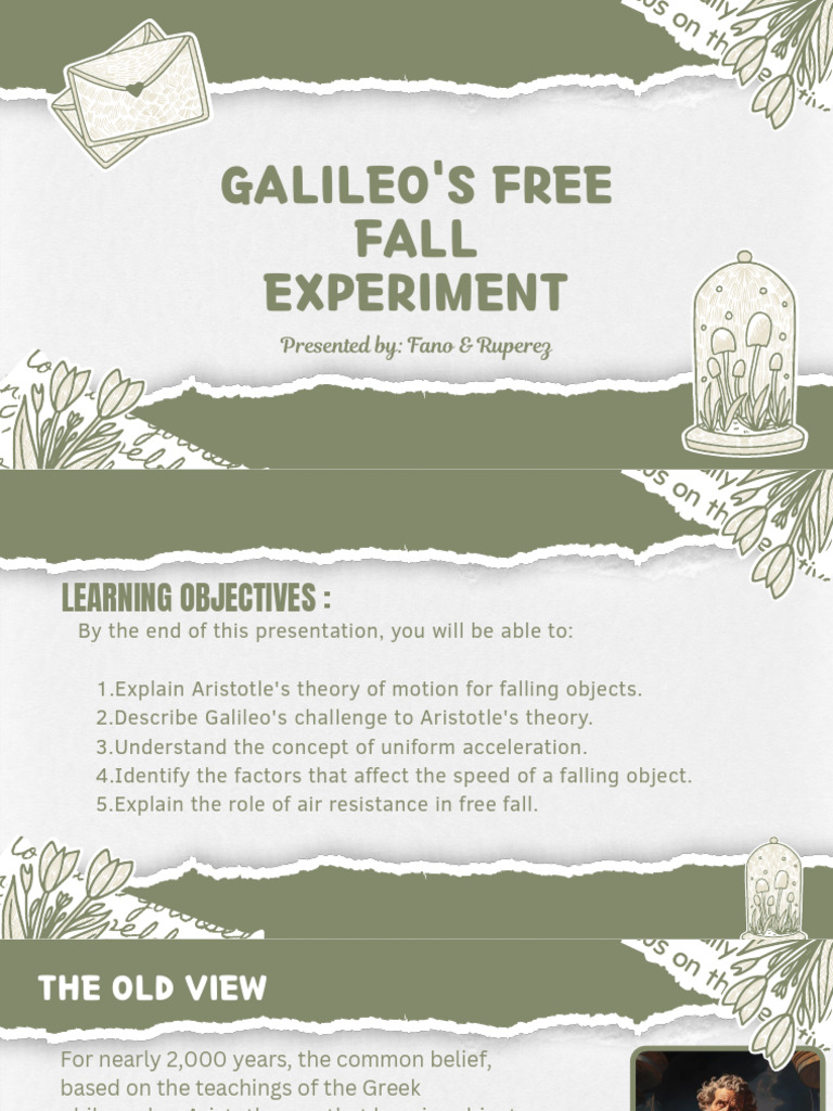 Galileo's Free Fall Experiment Explained | PDF | Motion (Physics) | Physics