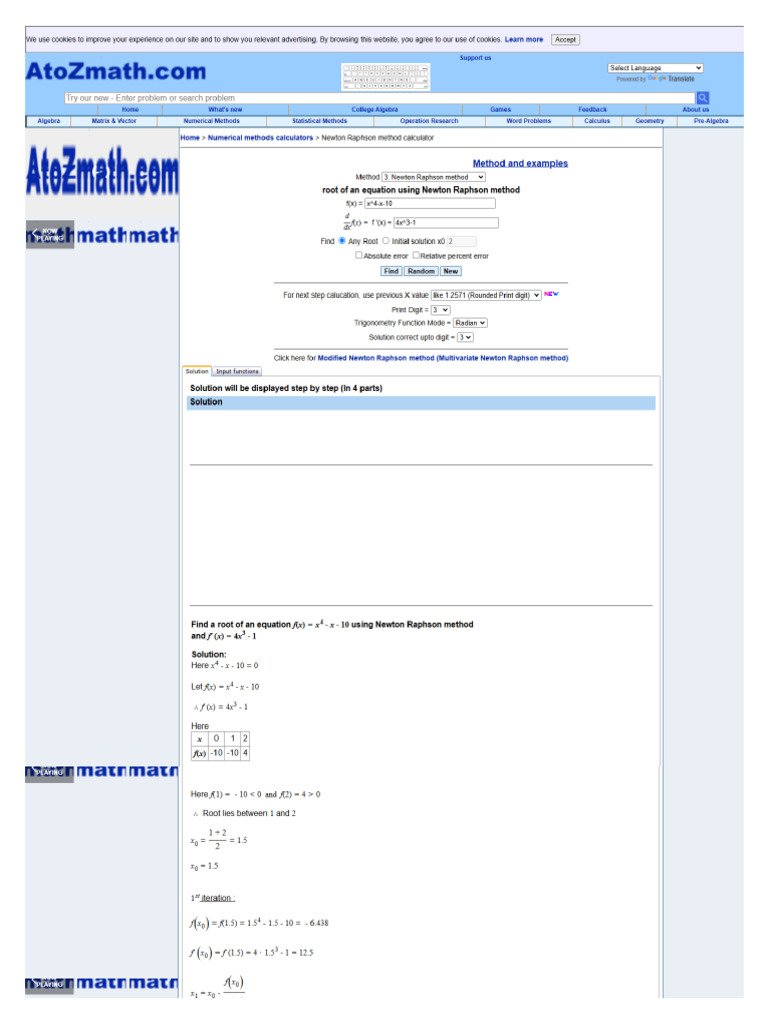Exercise Solution Of Newtons Method Pdf