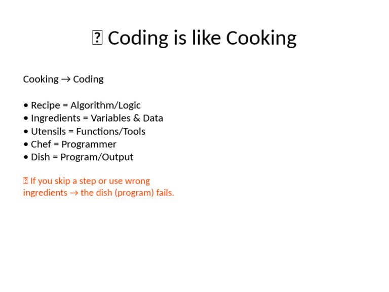 Coding As Cooking | PDF