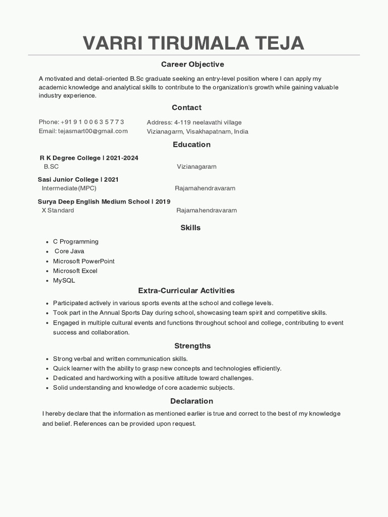 Resume Teja | PDF