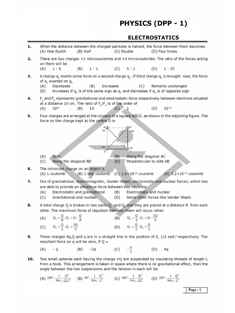 Electrostatics 1 DPP | PDF