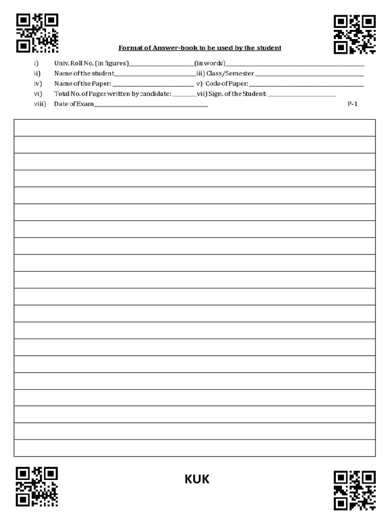 Format of Answer Sheet | PDF