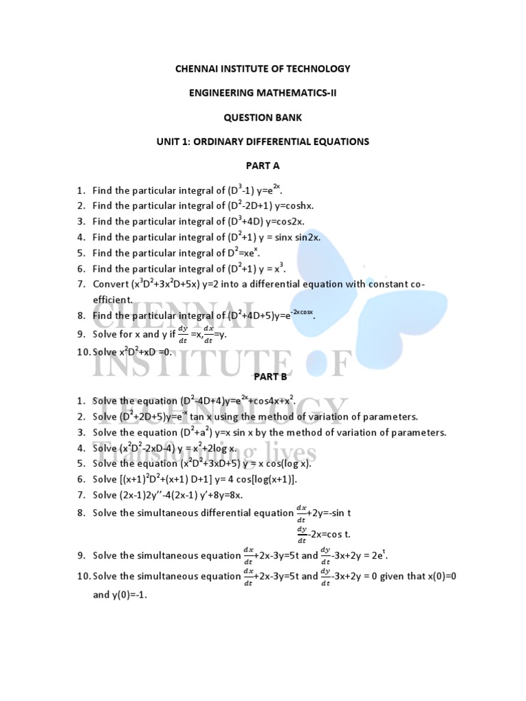 Engineering Mathematics II Question Bank | PDF | Computers