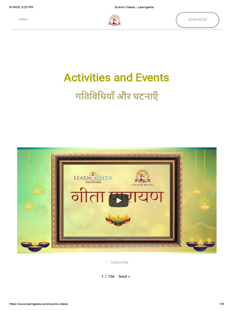 Events Videos - Learngeeta | PDF | South Asia | Languages Of India