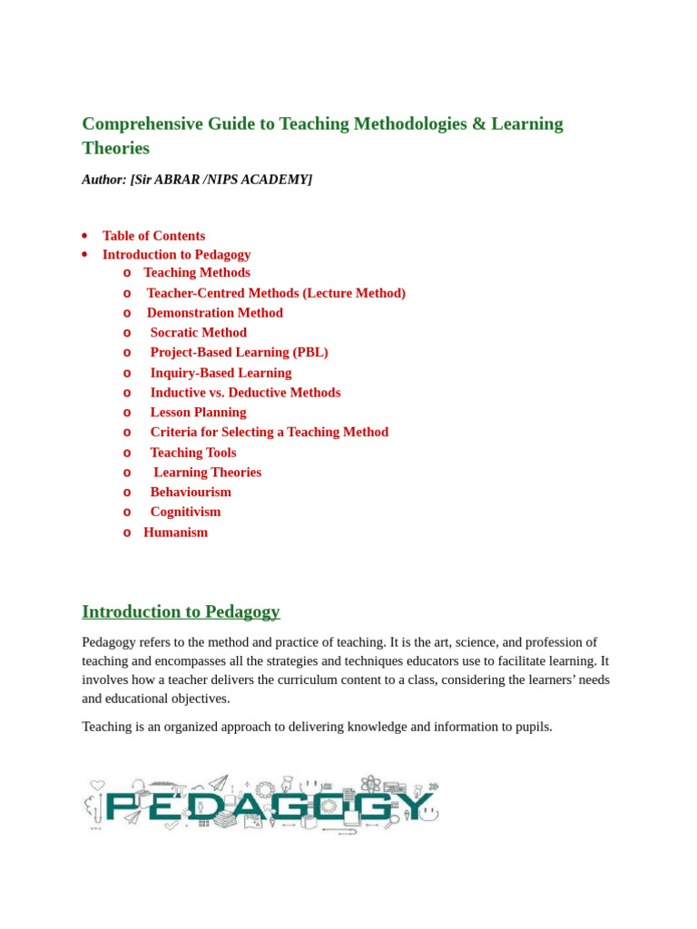 Teaching Methods & Learning Theories Guide | PDF | Learning | Cognition