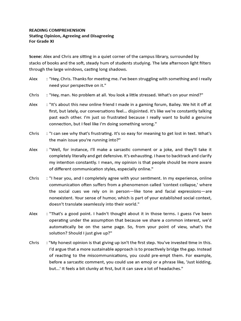 EXERCISES 1 - Reading Comprehension - Opinion | PDF | Psychological ...