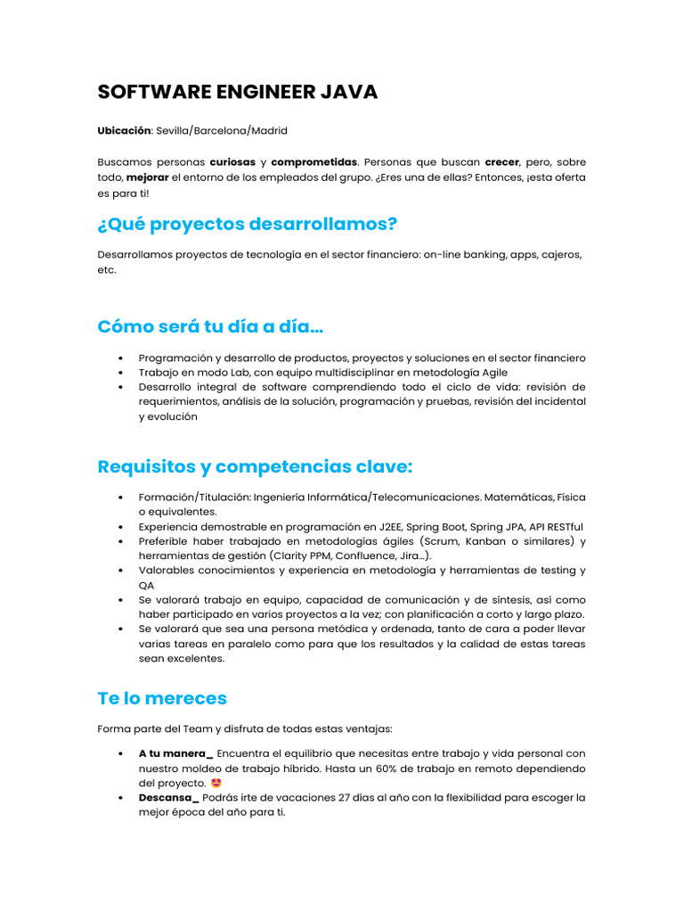 CABKTECH - Software Engineer Back-End - Java | PDF | Software | Informática