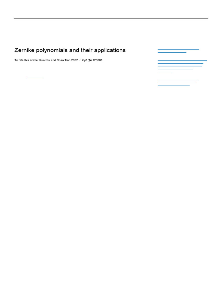 Zernike Polynomials: Overview & Applications | PDF | Optics ...