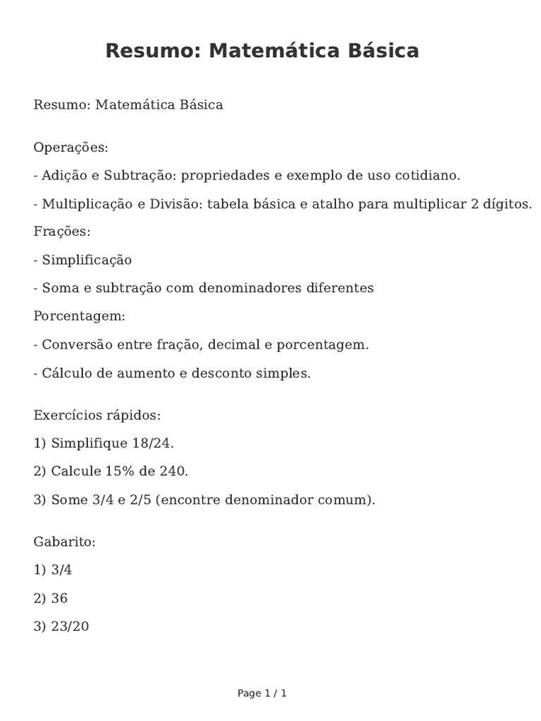 Resumo Matematica Basica | PDF