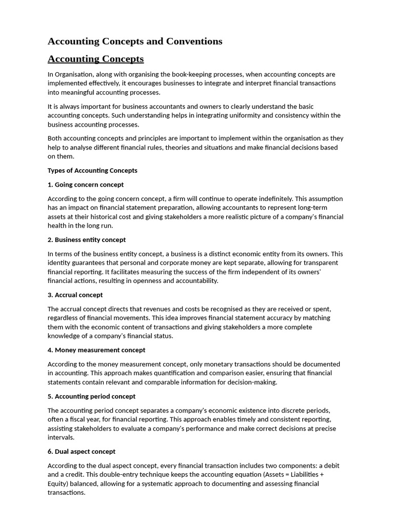 Key Accounting Concepts Explained | PDF | Accounting | Debits And Credits
